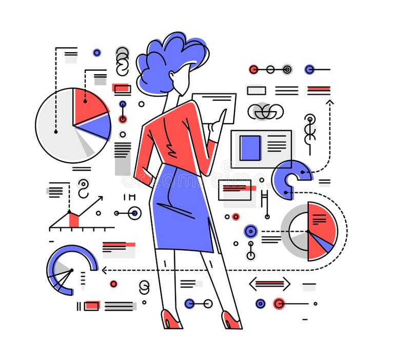 Intellectual Worker Woman Making Analysis of Some Data on Pc or Web ...