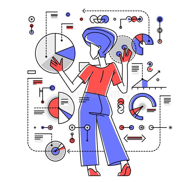 Intellectual Worker Woman Making Analysis of Some Data on Pc or Web ...