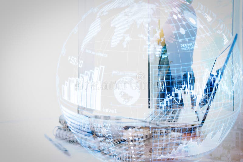Double Exposure of Businessman Working with New Modern Computer Stock ...