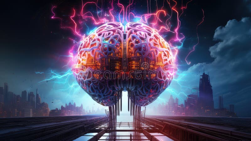 Intelligence Brain Digital Mind Stock Illustration - Illustration of ...