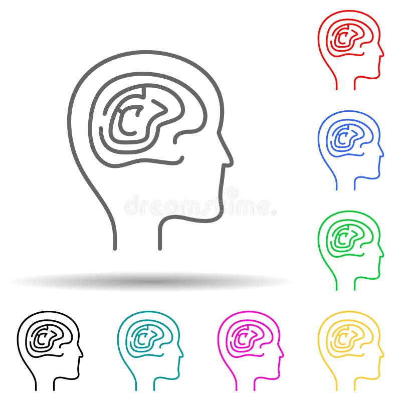 Intelligence Brain Multi Color Style Icon. Simple Thin Line, Outline ...