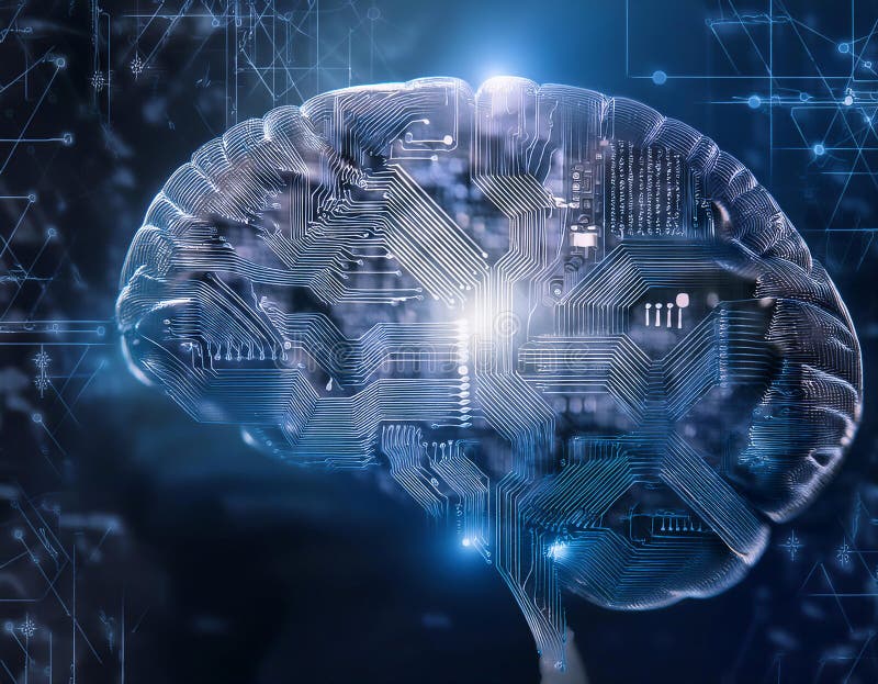 Intelligence Featuring Elements Like Brain Imagery, Analytical Symbols ...