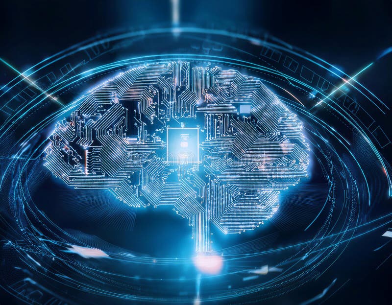 Intelligence Featuring Elements Like Brain Imagery, Analytical Symbols, and Cognitive Processes ...