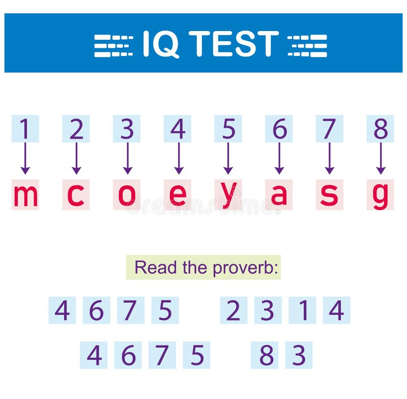 Intelligence Puzzle, Visual Intelligence. IQ Test. Read the Proverb ...