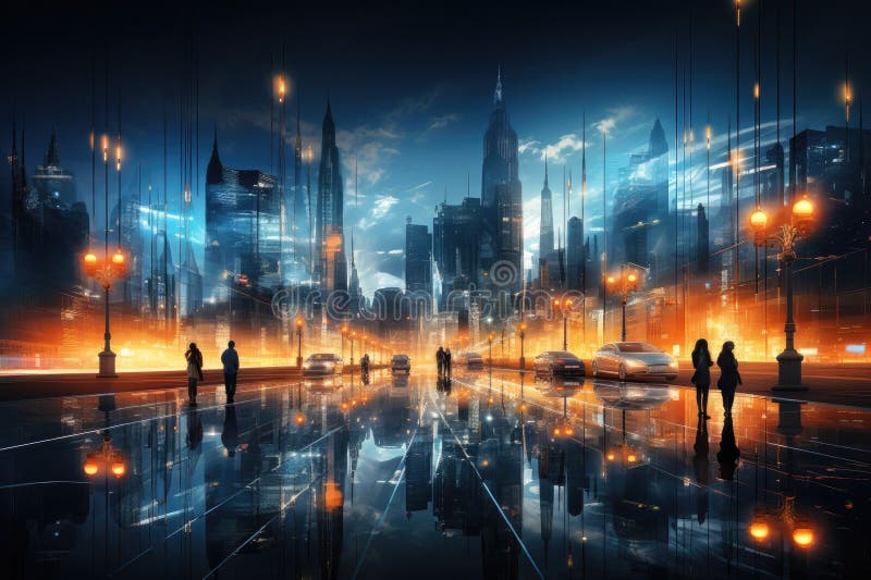 Intelligence Smart City, Cyberspace and Innovation Concept. Generative ...