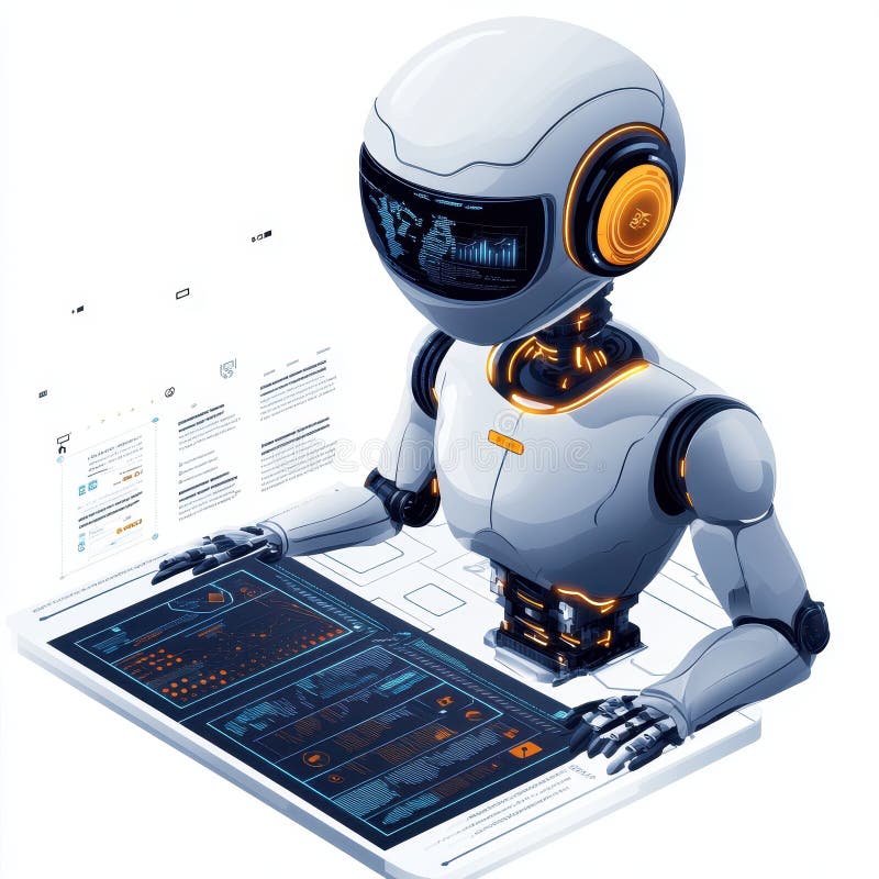 Intelligent Account Overview AI a Robot Sitting at a Table with a ...