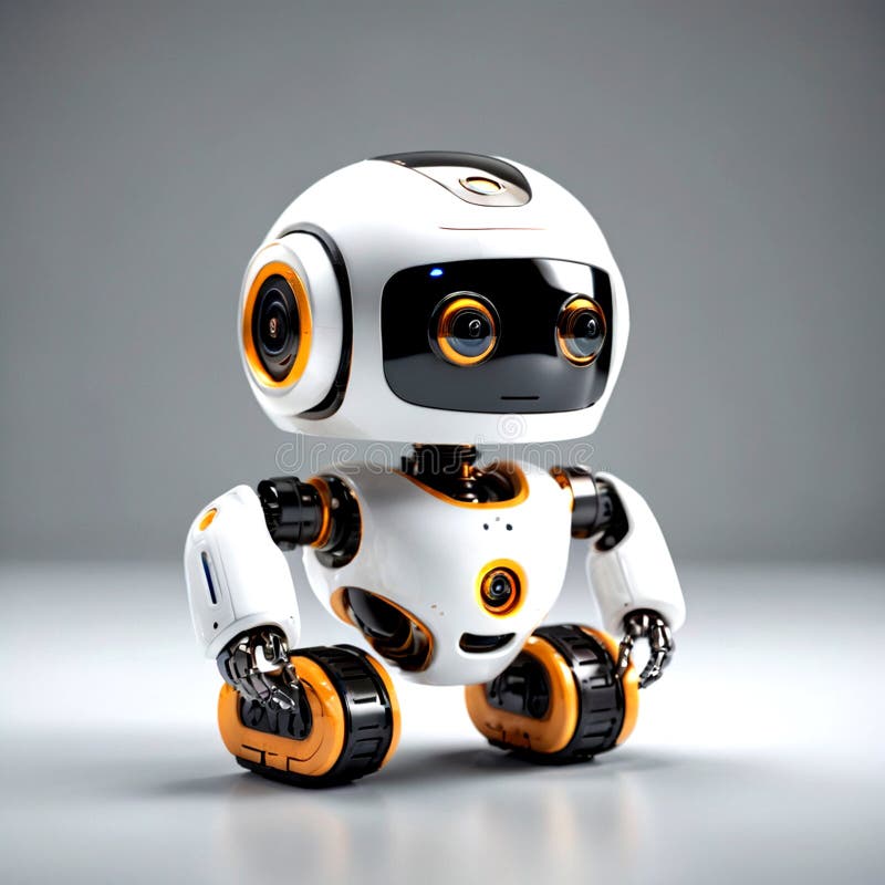 Intelligent AI-Powered Mini Robot with Wheeled Mobility Stock Image ...