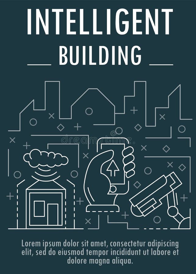 Intelligent Building Banner, Outline Style Stock Vector - Illustration ...