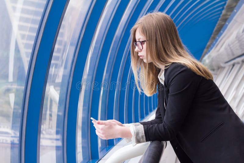 Intelligent Business Woman is Waiting for the Client Stock Photo ...