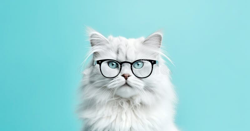 Intelligent Cat in Glasses. Generative AI Stock Illustration ...