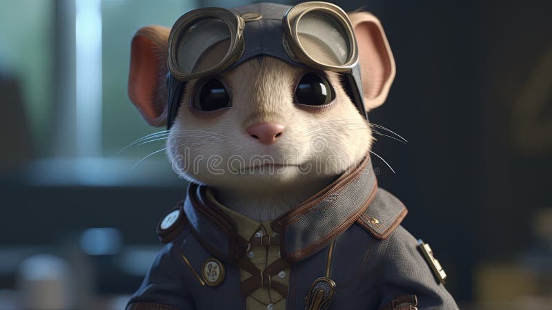 Intelligent Cooperative Pilot Mouse, Digital Art Illustration ...