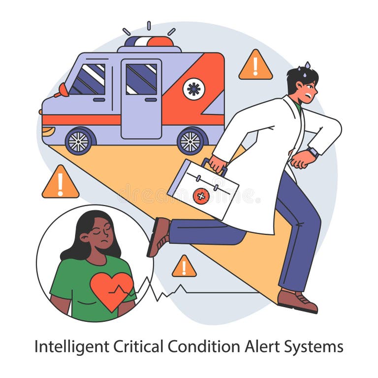 Intelligent Critical Condition Alert Systems Concept. Flat Vector ...