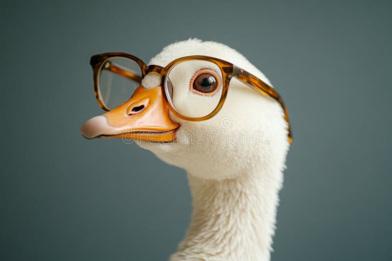 Intelligent Goose Wearing Eyeglasses on Blue Background Stock Photo ...