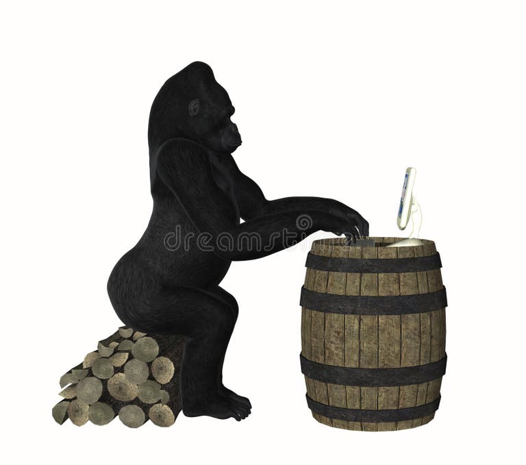 Intelligent Gorilla Ape Using Computer Illustration Stock Image ...