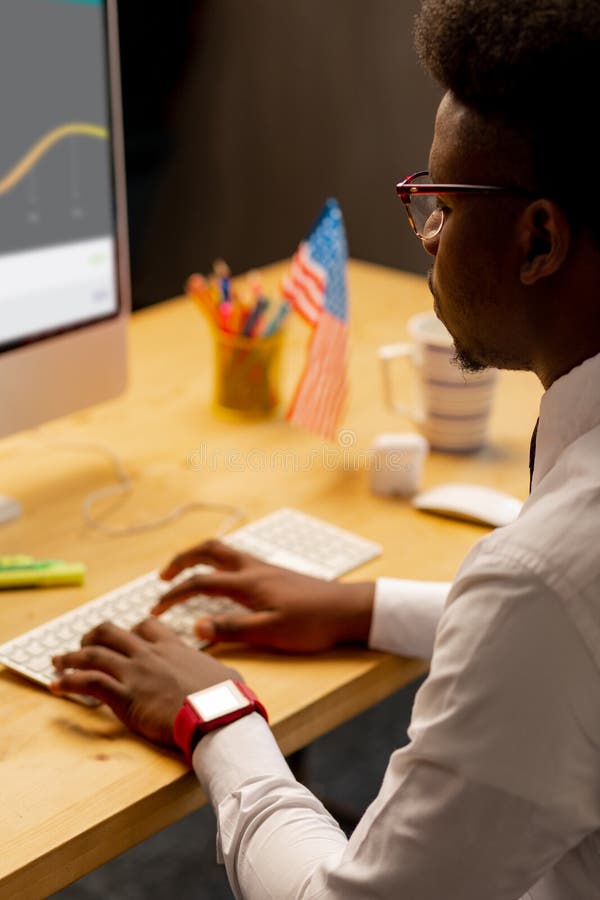 Intelligent Hard Working Man Typing Text on the Computer Stock Image ...