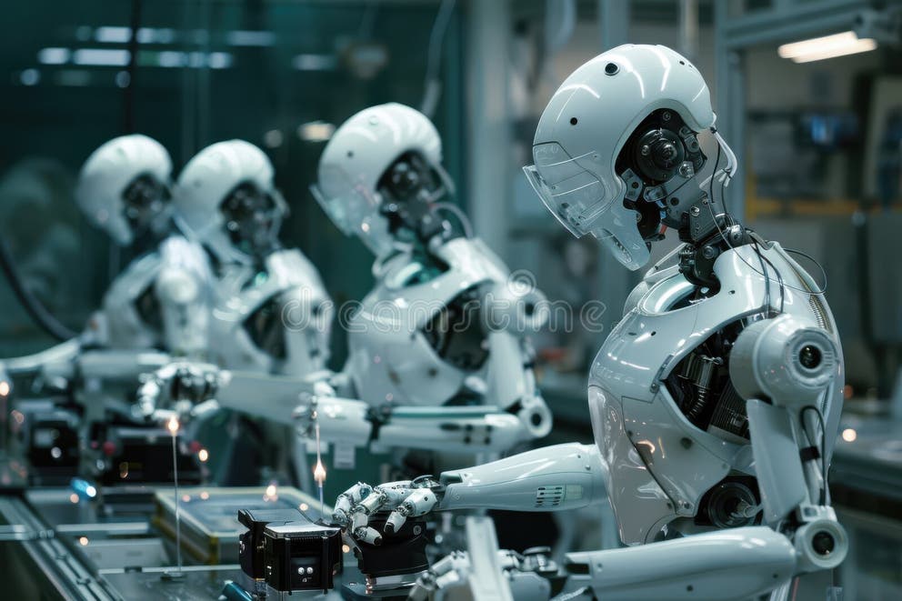 Intelligent Humanoid Robots Collaborate in a Sleek Laboratory ...