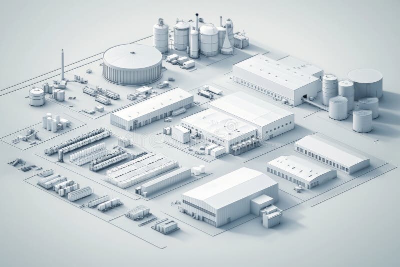 Intelligent Industrial Estate Parks or White Industry Models Stock ...