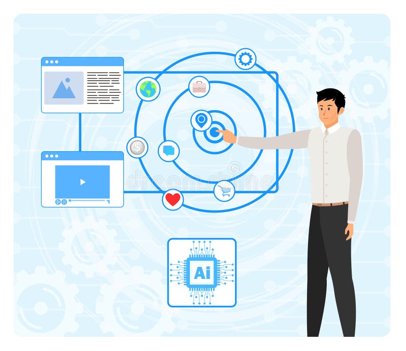 Intelligent Interface. Man Interacting with AI Powered Application ...