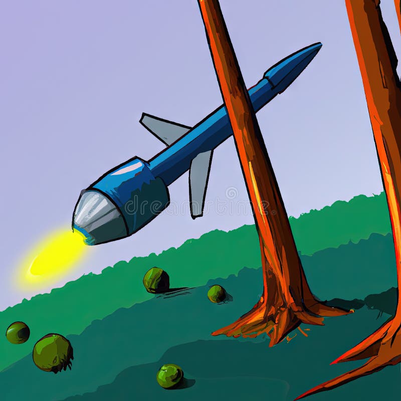 Intelligent Missile Falling in a Stupid Place Stock Illustration ...