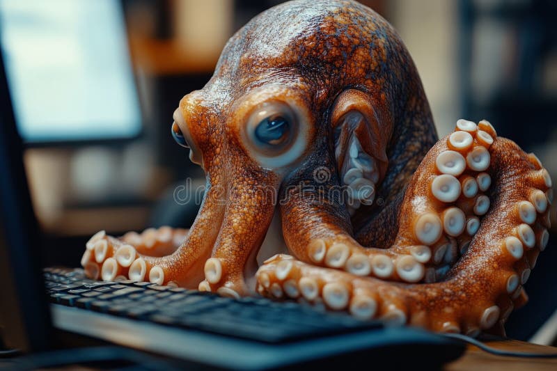 Intelligent Octopus Using Tentacles To Type on Computer Keyboard ...