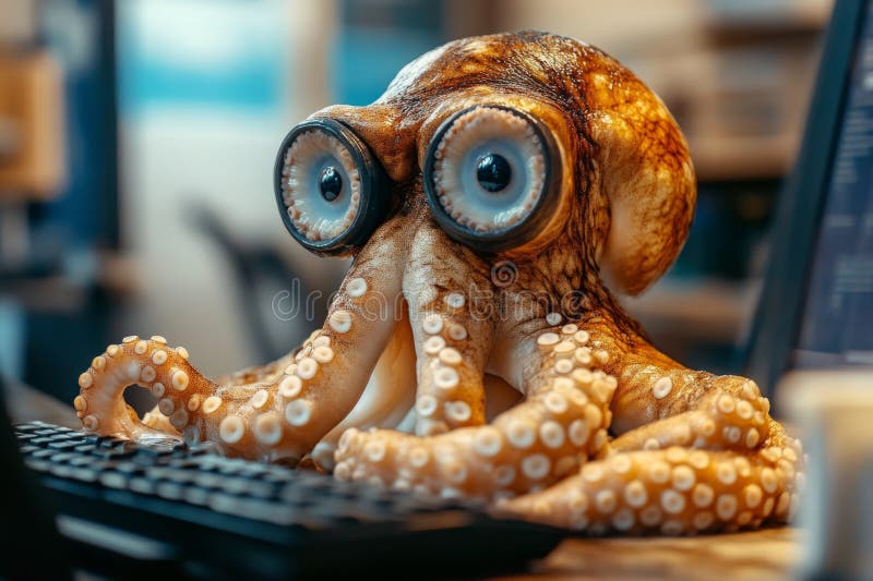 Intelligent Octopus Using Tentacles To Type on Computer Keyboard ...