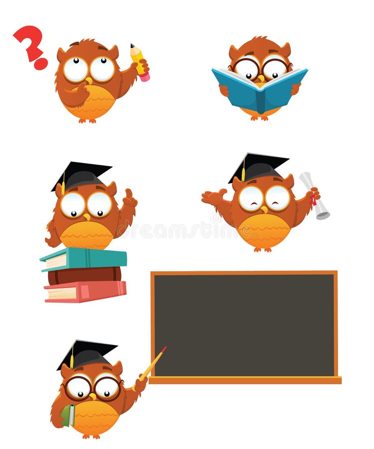 Intelligent Owl Set stock vector. Illustration of cute - 53777104
