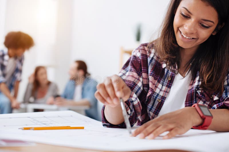 Intelligent Persistent Lady Working on Complex Plan Stock Image - Image ...