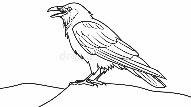Intelligent Raven Perched on Branch Illustration, Vector Design ...