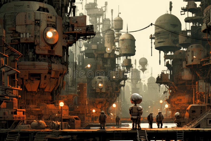 Intelligent Robot Ai City Thinking. Generate Ai Stock Image - Image of ...