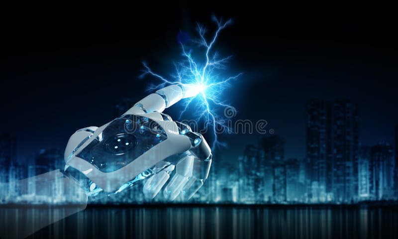 Intelligent Robot Machine Creating Electricity 3D Rendering Stock ...
