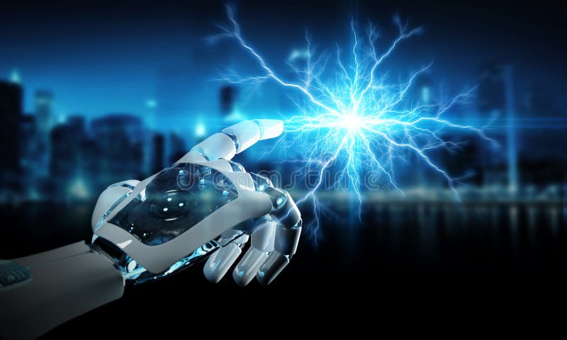 Intelligent Robot Machine Creating Electricity 3D Rendering Stock ...