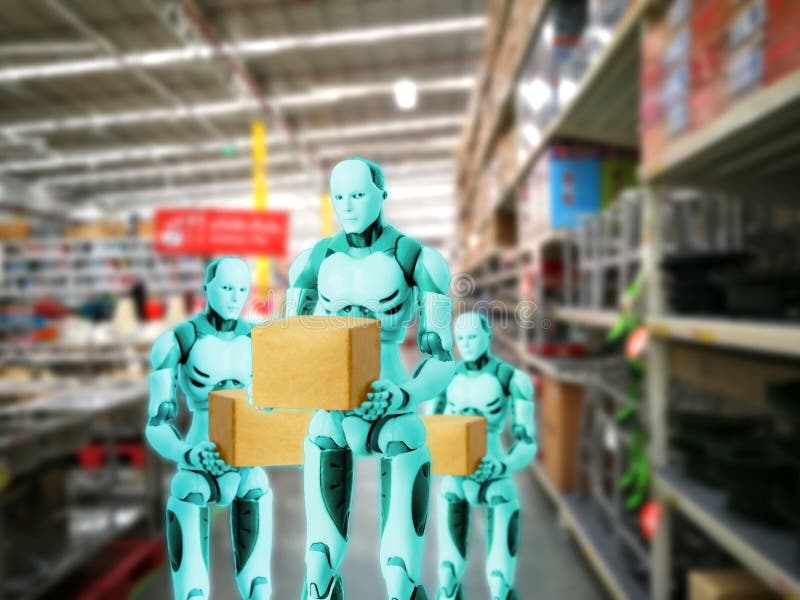 Intelligent Robot Technology Holds Box Works instead of Humans Stock ...