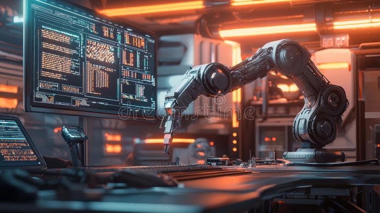 Intelligent Robotic Arm Handling Multiple Functions Stock Photo - Image ...