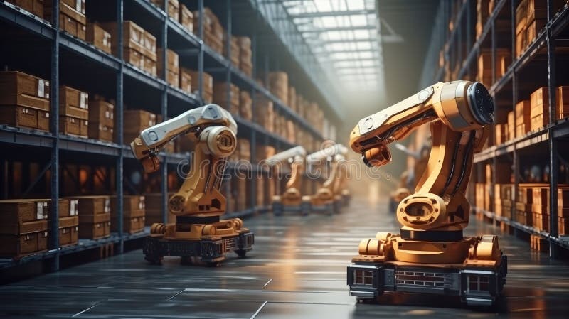 Intelligent Robotic System for Warehouses and Factories Stock Photo ...