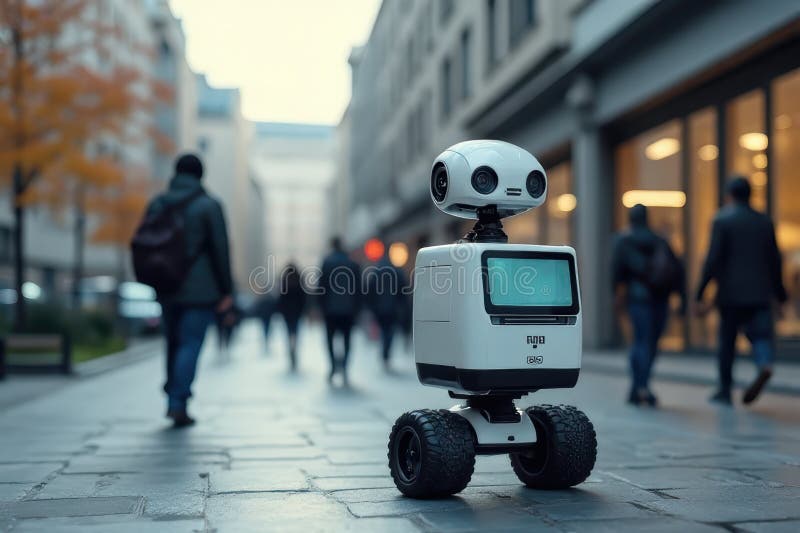 Intelligent Security Robot in Action Stock Illustration - Illustration ...