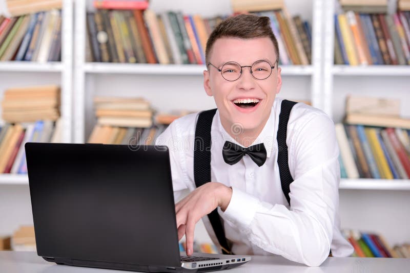 Intelligent Student stock image. Image of internet, grimacing - 40148047