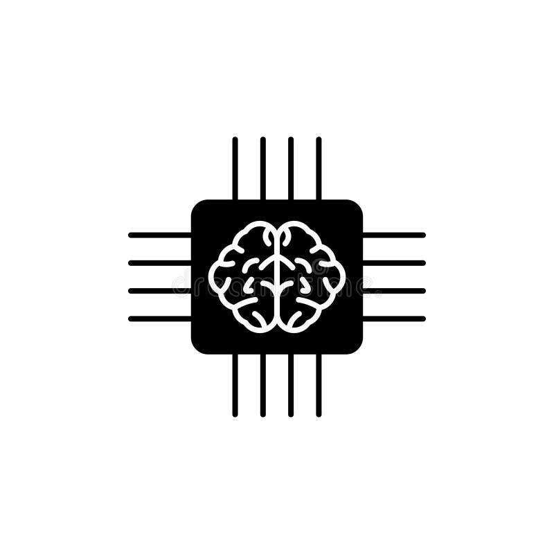 Intelligent System Icon Set.Brain Software Embedded Chip Vector Symbol ...