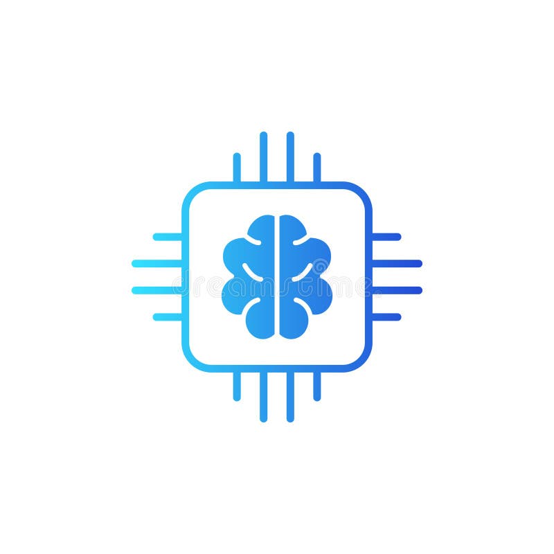 Intelligent System Icon Set.Brain Software Embedded Chip Vector Symbol ...