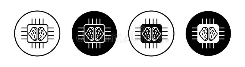 Intelligent System Icon Set.Brain Software Embedded Chip Vector Symbol ...