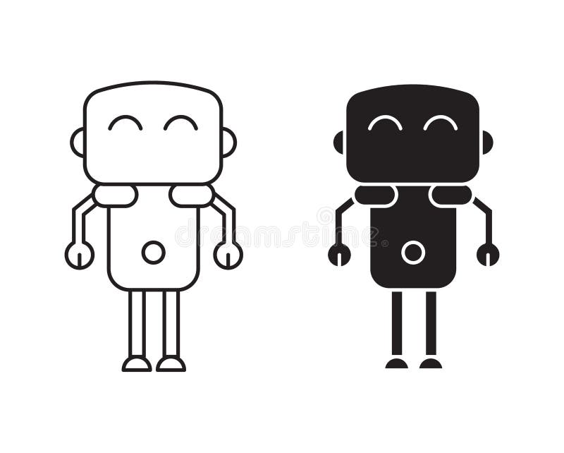 Intelligent Tactical Bot Outline Icon Collection or Set. Intelligent ...