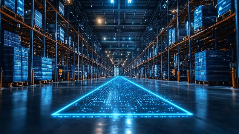 Intelligent warehouse stock illustration. Illustration of network ...