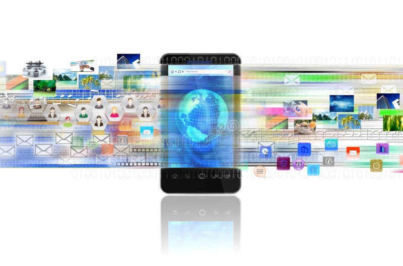 Junge Frau, Die An Ihrem Telefon Steht Und Grast Stockfoto - Bild von ...