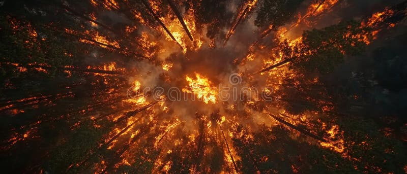 Aerial View of a Wildfire Devouring a Forest Canopy a Stark Reminder of ...