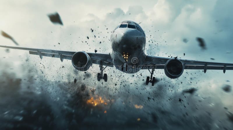 Dramatic Airplane Explosion Intense Smoke Debris Flight Stock Photos ...