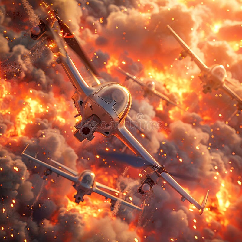 Intense Airstrike during Warfare with Multiple Aircraft Over Explosive ... Intense Airstrike during Warfare with Multiple Aircraft Over Explosive ...