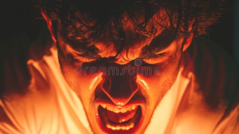 Intense Anger Expression Portrait of a Man for Emotional Design and ...