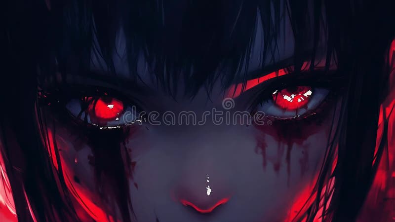 Intense Anime Red Eyes with Dramatic Lighting Video Stock Footage ...