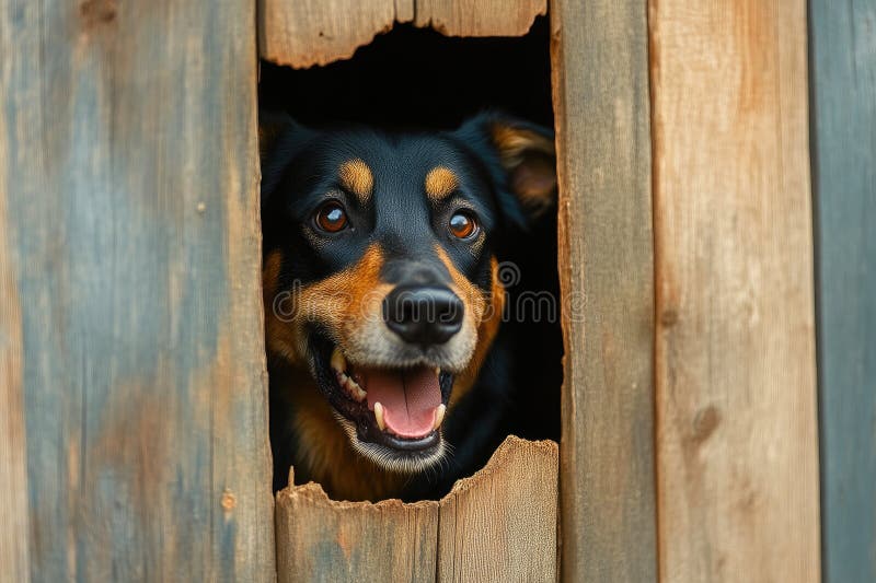 Intense Barking Dog Visible through Fence. Stock Illustration ...