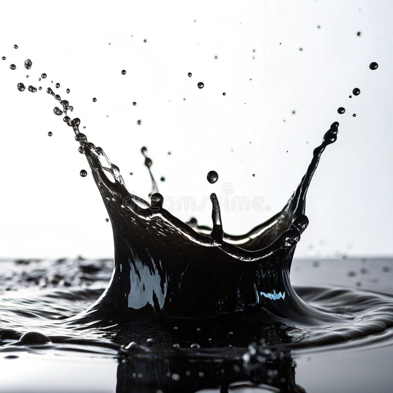 Black Liquid Splash Isolated on White Background Stock Illustration ...