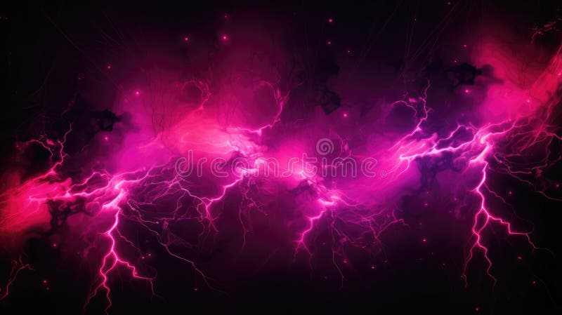 Intense Black with Pink Electrical Storm Abstract Stock Illustration ...